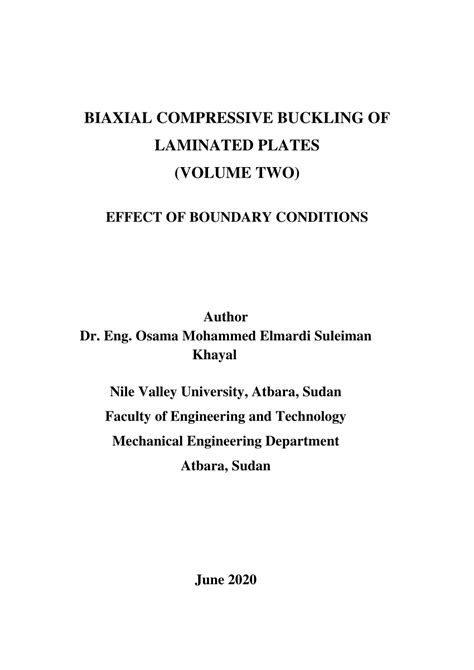 Pdf Biaxial Compressive Buckling Of Laminated Plates Volume Two Effect Of Boundary Conditions