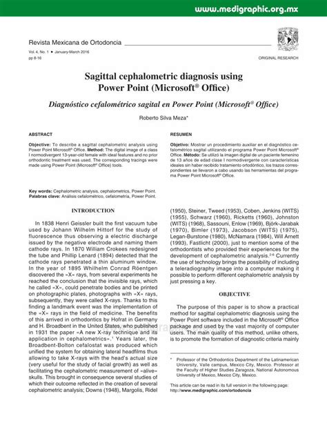 Pdf Sagittal Cephalometric Diagnosis Using Power Point · Power Point Software Included In