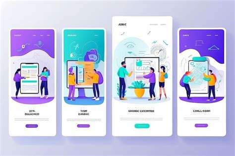 Premium Photo Web Onboarding Screens UI Design Vector Template