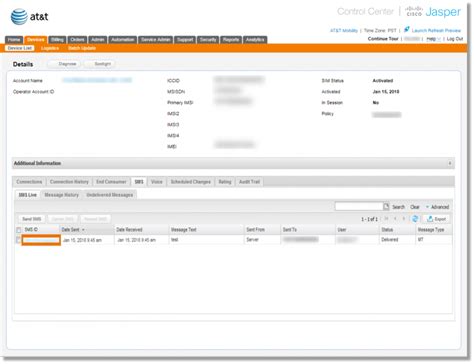 Viewing Sms Live Messages Using The Atandt Control Center Web Portal