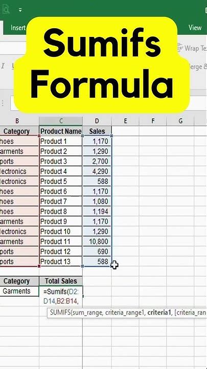 Sumifs Formula Sumfunction Sumifs Sumfunction Shorts Viralshorts