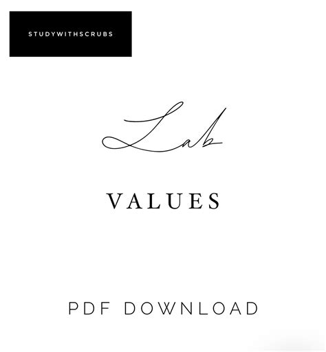 Lab Values Cheat Sheet Etsy