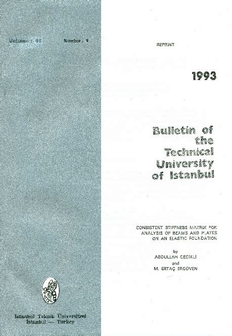 Pdf Consistent Stiffness Matrix For Analysis Of Beams And Plates On An Elastic Foundation