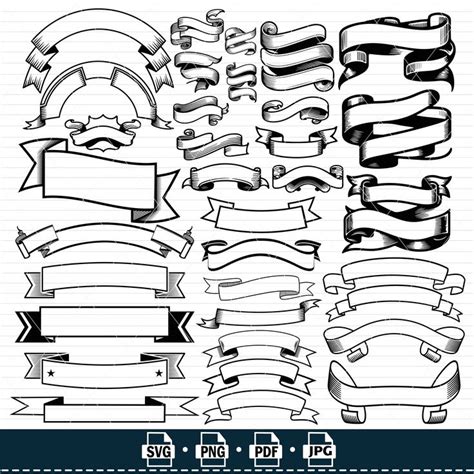 Banner Svg Clipart Ribbon Label Scroll Digital Files Clip Art