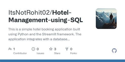 GitHub ItsNotRohit Hotel Management Using SQL This Is A Simple Hotel Booking Application