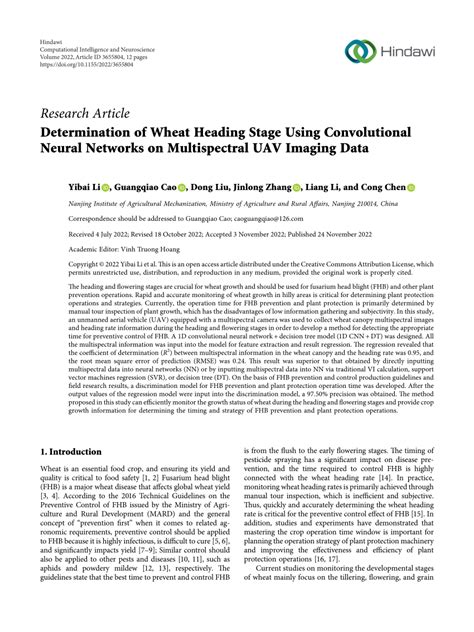 pdf determination of wheat heading stage using convolutional neural