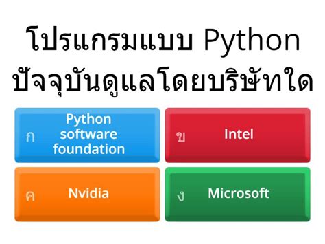 แบบทดสอบก่อนเรียนเรื่อง Python Cuestionario