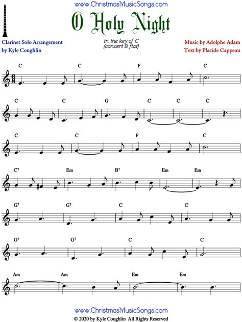 O Holy Night Clarinet Sheet Music Free Pdf