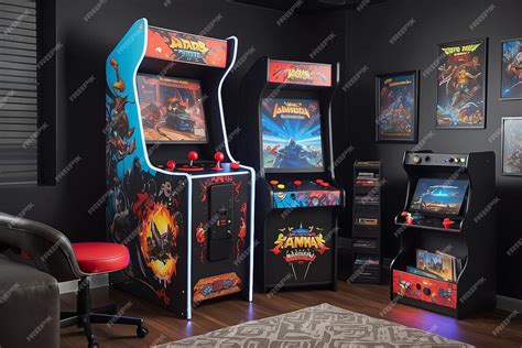 Classic Gaming Setup Builtin Arcade Cabinet For Retro Vibes Premium Ai Generated Image
