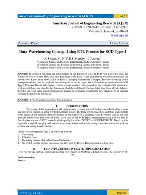 Data Warehousing Concept Using Etl Process For Scd Type 2 Download Free Pdf Sql Data Warehouse