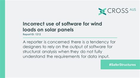 incorrect use of software for wind loads on solar panels cross
