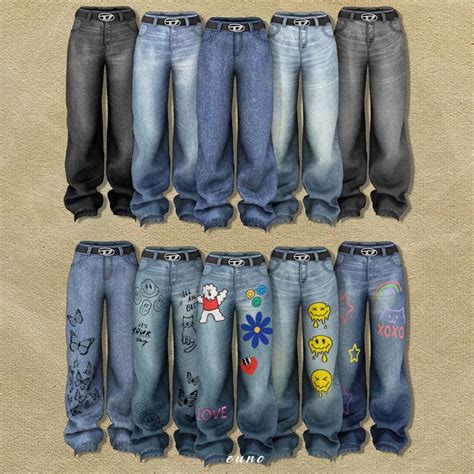 Sims4cc Y2k Wide Jeans Trajes Maxi Mods Sims 4 Sims 4 Expansiones