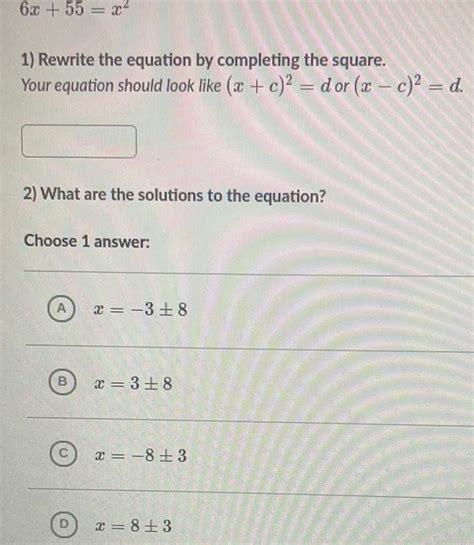 [answered] 6x 55 x 1 rewrite the equation by completing the square your