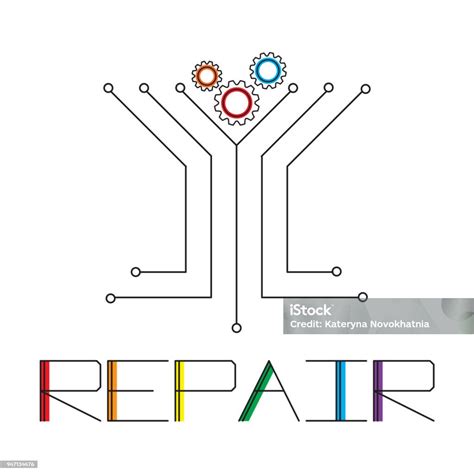 수리 서비스입니다 컴퓨터 기술 서식 파일 디자인 가젯 서비스 템플릿 디자인 추상적인 기술 전자 서명입니다 벡터 그림 Eps10입니다 기어 기계 부분에 대한 스톡 벡터 아트