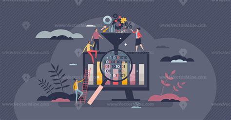 Business Data Filtering And Funnel With Information Tiny Person Concept