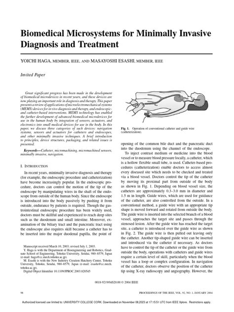 Biomedical Microsystems For Minimally Invasive Diagnosis And Treatment