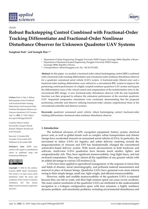 Pdf Robust Backstepping Control Combined With Fractional Order
