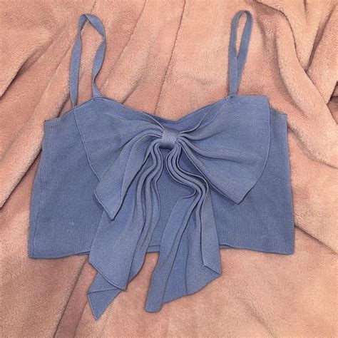 Cutest Bow Crop Top Wore Once In Excellent Depop