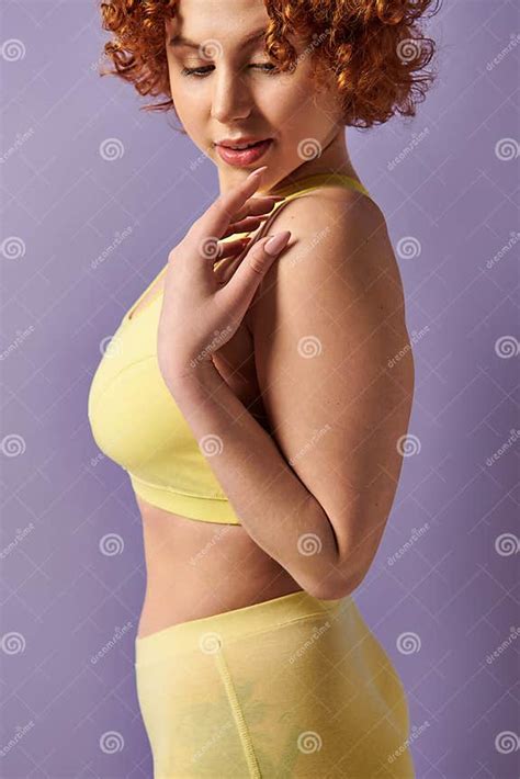 A Young Curvy Redhead Woman Poses Stock Image Image Of Striking