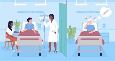 Médico Que Visita A Los Pacientes En El Hospital Ilustración Vectorial