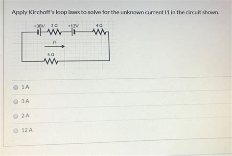 solved apply kirchoff s loop laws to solve for the unknown