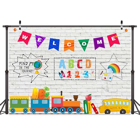 White Brick Wall Backdrop School Backdrop Term Begins Background Welcome School Greeting Banner
