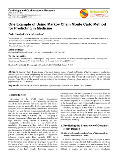 Pdf One Example Of Using Markov Chain Monte Carlo Method For Predicting In Medicine