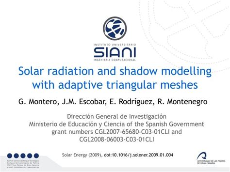 PPT Solar Radiation And Shadow Modelling With Adaptive Triangular Meshes PowerPoint