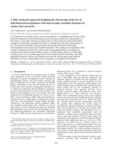 pdf a poisson random field model of pathogen transport in surface water