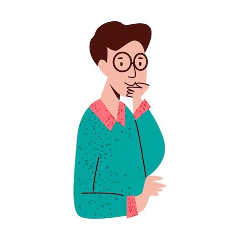 Jovem Pensando Ou Resolvendo O Personagem De Desenho Animado Do