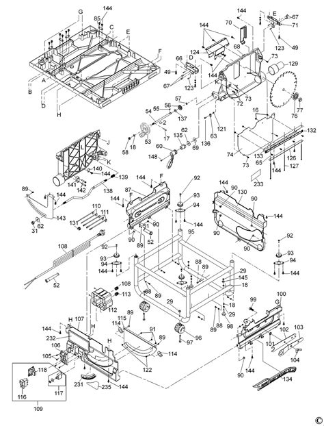 Dewalt Dw745 Table Saw Type 1 Spare Parts Sparedw745type1 From