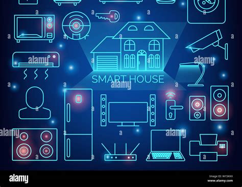 Smart Home Automation Vector Background Connected Smart Home Devices Like Phone Smart Watch