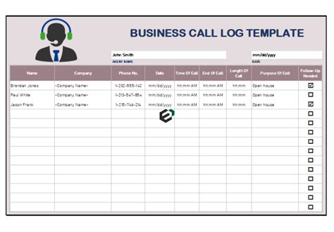 Download Business Call Log And Monitoring Format In Excel