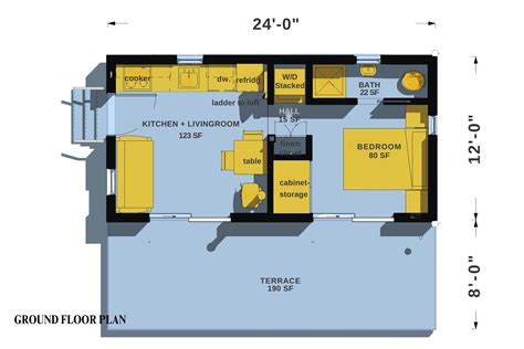 Tiny House Plan 12x24 Cabin Architectural Drawings Pdf Download Irc Compliant Etsy