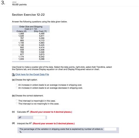 Solved Value 10 00 Points Section Exercise 12 20 Answer The Chegg Com