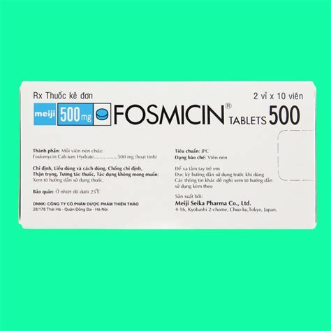 Thuốc Fosmicin Tablets 500 điều Trị Nhiễm Khuẩn Sâu ở Da Viêm Bàng Quang