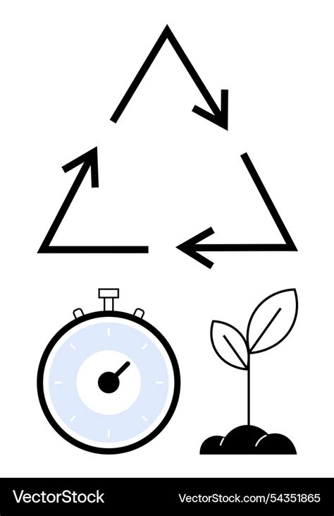 Sustainability Concepts Recycle Arrows Timer Vector Image