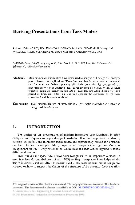 deriving presentations from task models