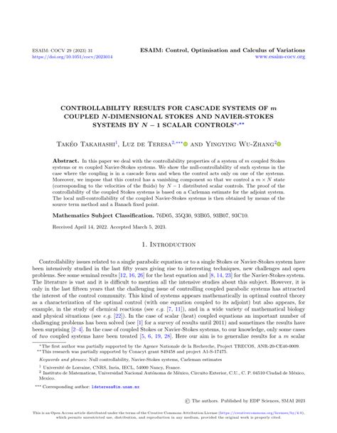 Pdf Controllability Results For Cascade Systems Of M Coupled N