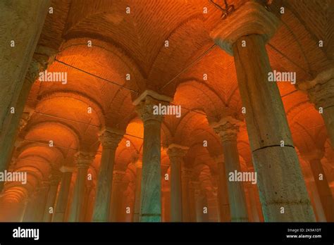 Vaults And Columns Of A Cistern Byzantine Architecture Background Photo Basilica Cistern In