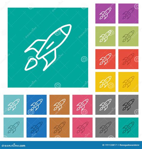 Launched Rocket Square Flat Multi Colored Icons Stock Vector Illustration Of Simple Space