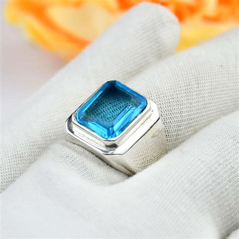 Swiss Blue Topaz Sterling Silver Ring Handmade 925 Boho Jewelry Etsy