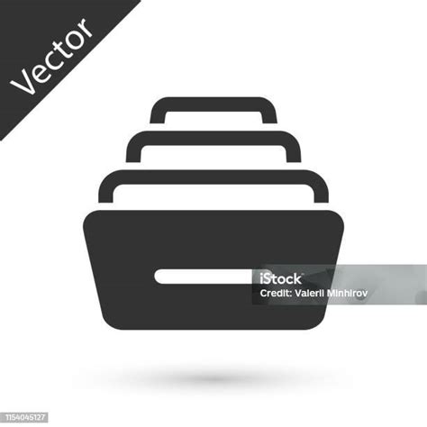 흰색 배경에 고립 된 문서 아이콘 회색 서랍 보관 서류 서랍 파일 캐비넷 서랍 사무용 가구 벡터 일러스트 가구에 대한 스톡 벡터 아트 및 기타 이미지 Istock