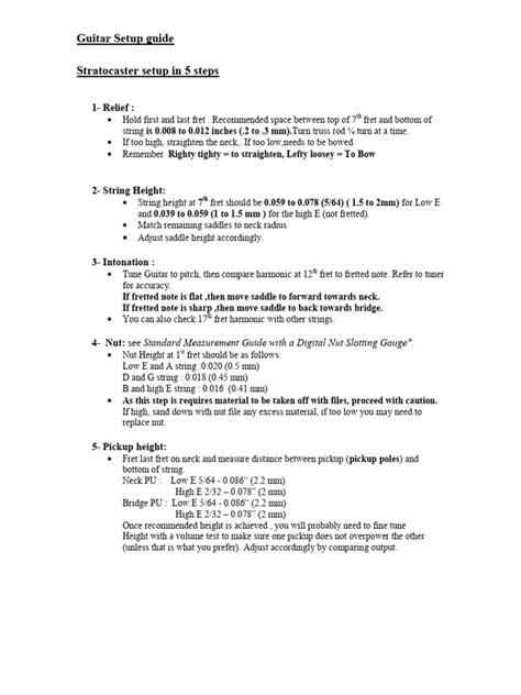 Stratocaster Setup In 5 Steps Pdf