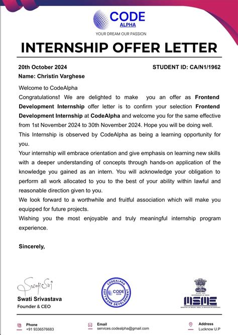 Christin Varghese On Linkedin Frontenddevelopment Internship