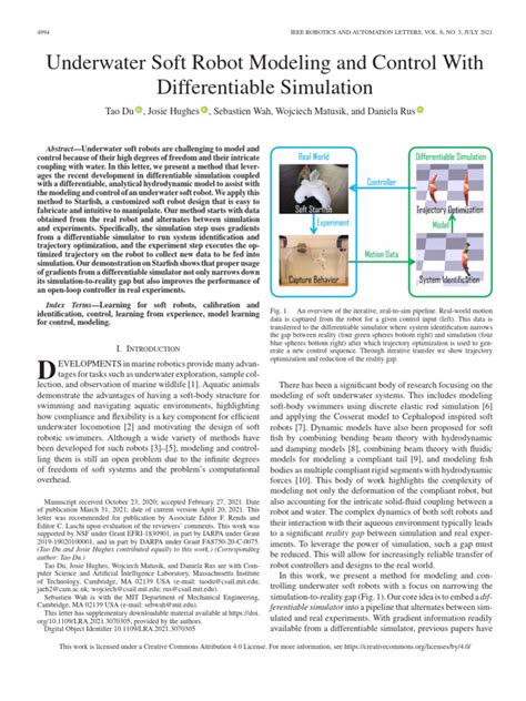 Underwater Soft Robot Modeling And Control With Differentiable
