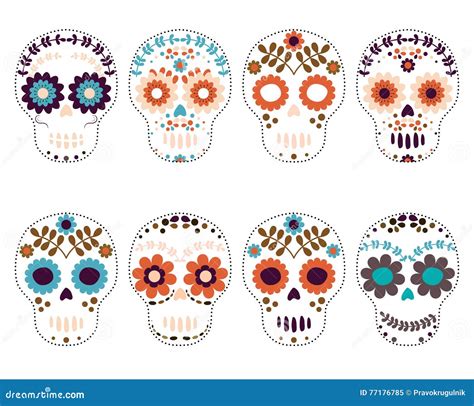 Sugar Skulls Day Of The Dead Stock Vector Illustration Of Cartoon