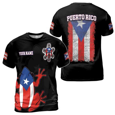 Customize Name Puerto Rico Boricua Frog Puerto Rican Flag 3d T Shirt S