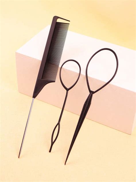 Juego De 3 Piezas De Herramientas Para Aros De Cabello Aguja Metálica Para Trenzas Francesas