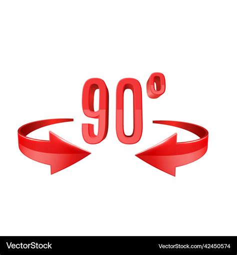 Red Glossy 3d Curve Arrows And 90 Degrees Sing Vector Image